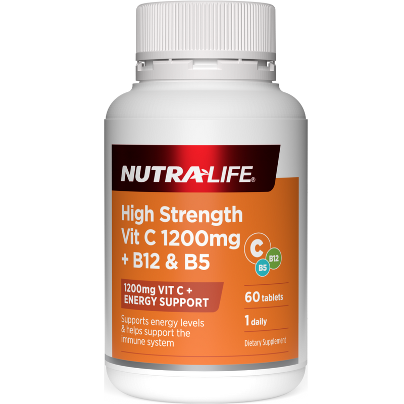 Nutra-Life High Strength Vit C 1200mg + B12 + B5 – Sportsfuel ...