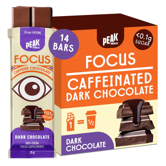 Peak Focus Chocolate with Natural Caffeine – Sportsfuel Supplements NZ