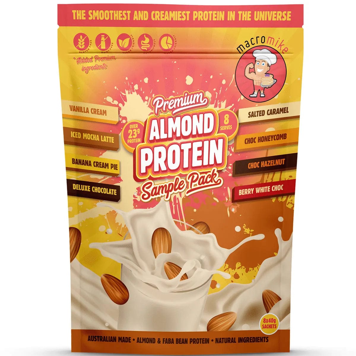 Macro Mike Premium Almond Protein Sample Pack – Sportsfuel Supplements NZ
