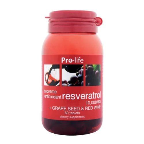 Pro-Life Resveratrol + Grape Seed & Red Wine 60 Caps – Sportsfuel ...